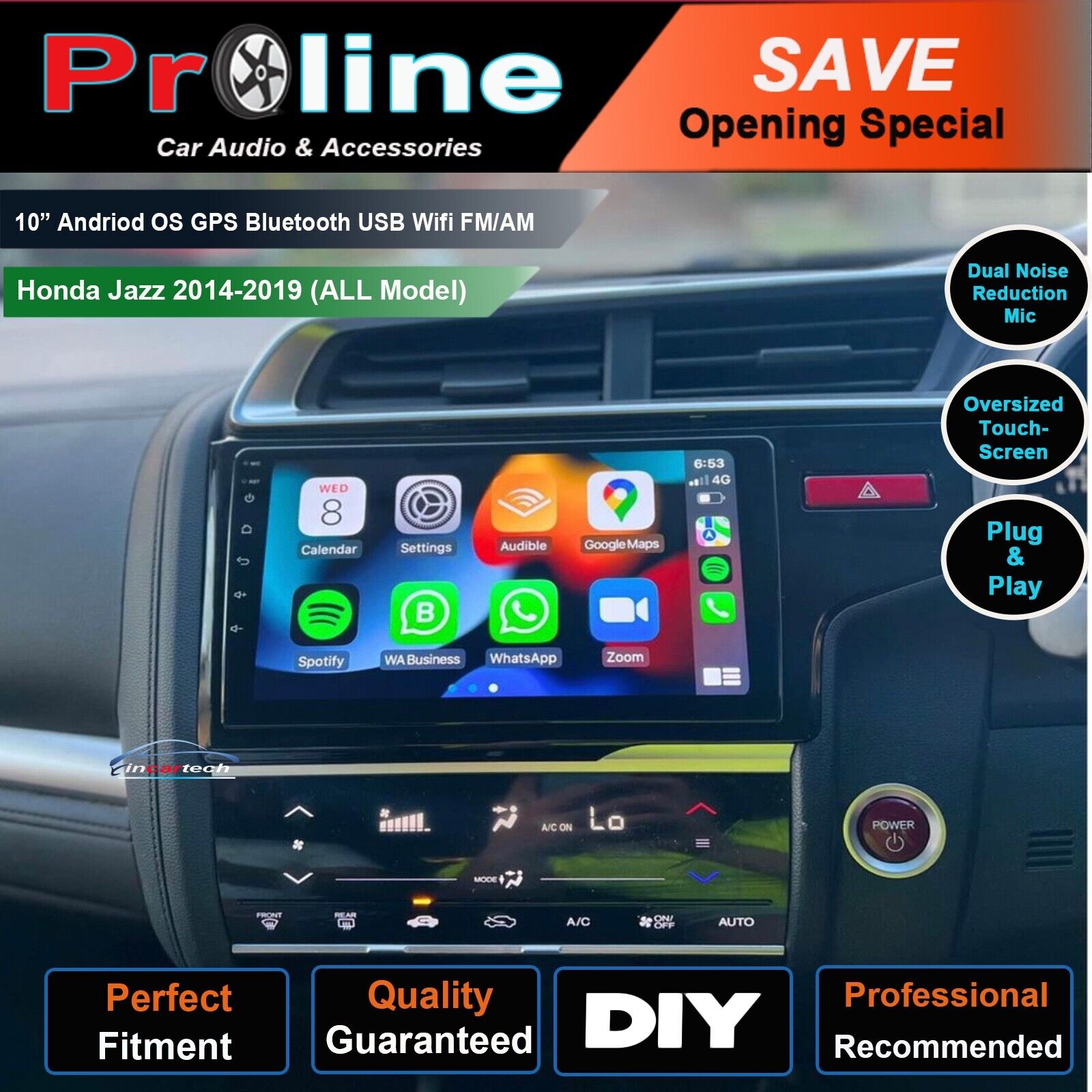 Honda Jazz 2014-2020 GF 10 inch wireless apple Carplay Android Auto GP ...