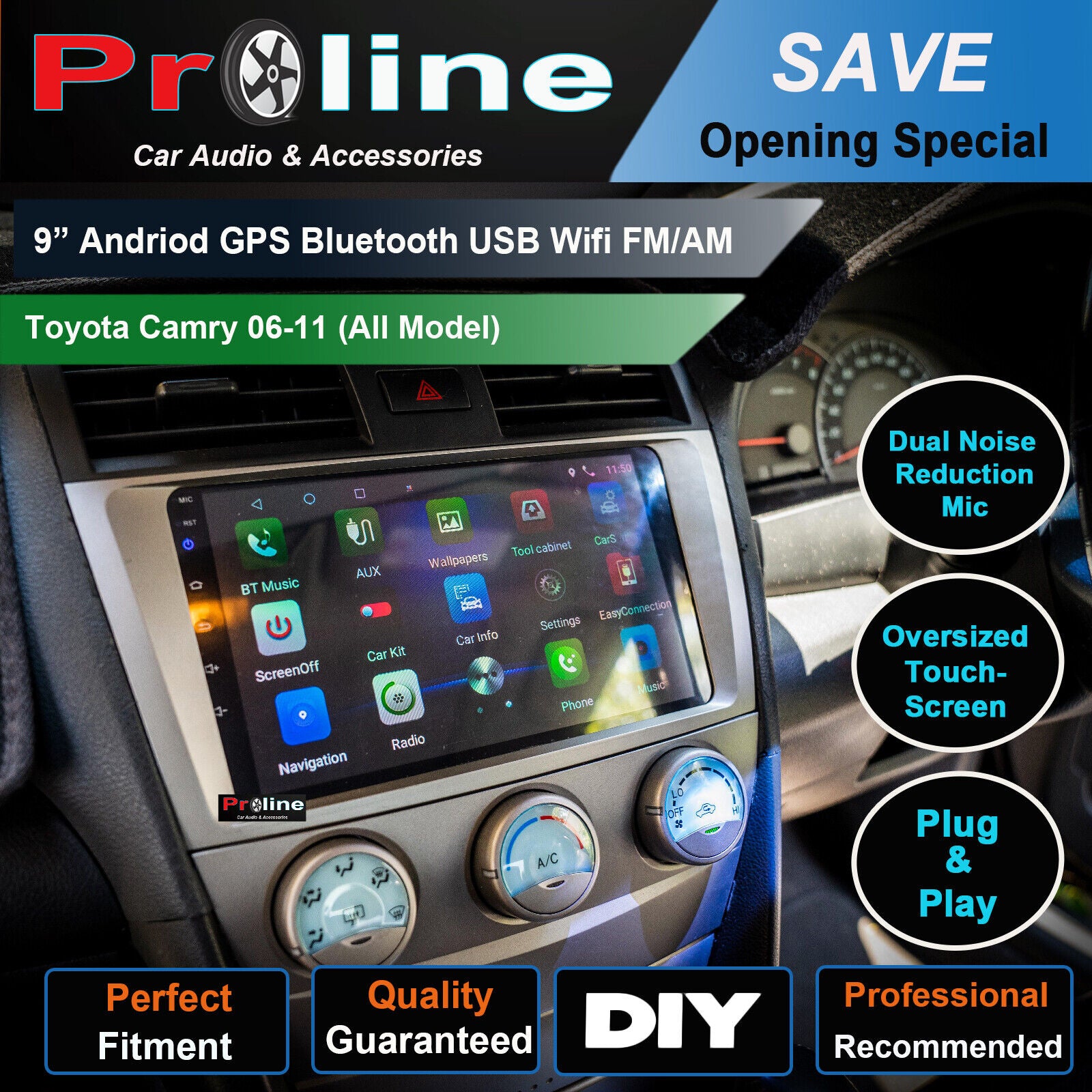 Toyota Camry 2006-2011 GPS Bluetooth Apple CarPlay Android Auto DSP 9 ...
