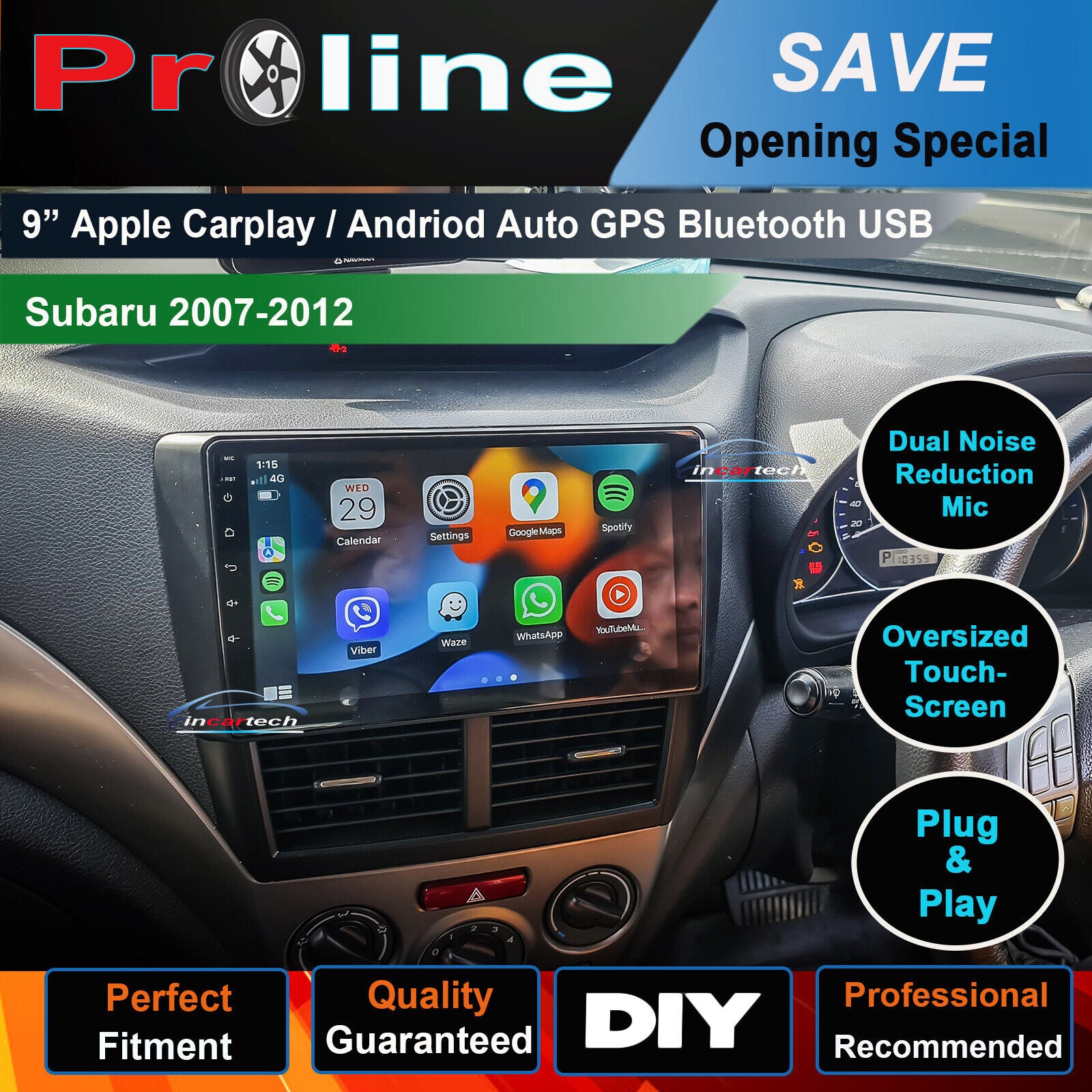 Subaru Impreza 2007-2012 Wireless Apple Carplay for GPS Bluetooth Radi ...