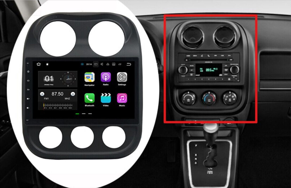 Jeep Compass 2010-2016 GPS satnav Bluetooth Stereo Headunit wireless A ...